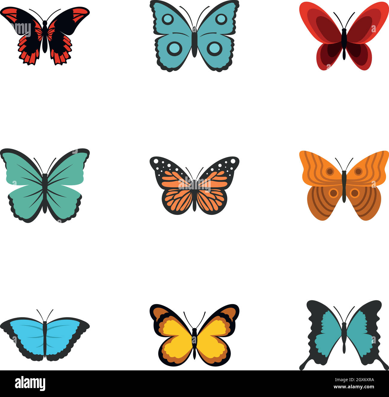 Exotic butterflies icons set, flat style Stock Vector Image & Art - Alamy