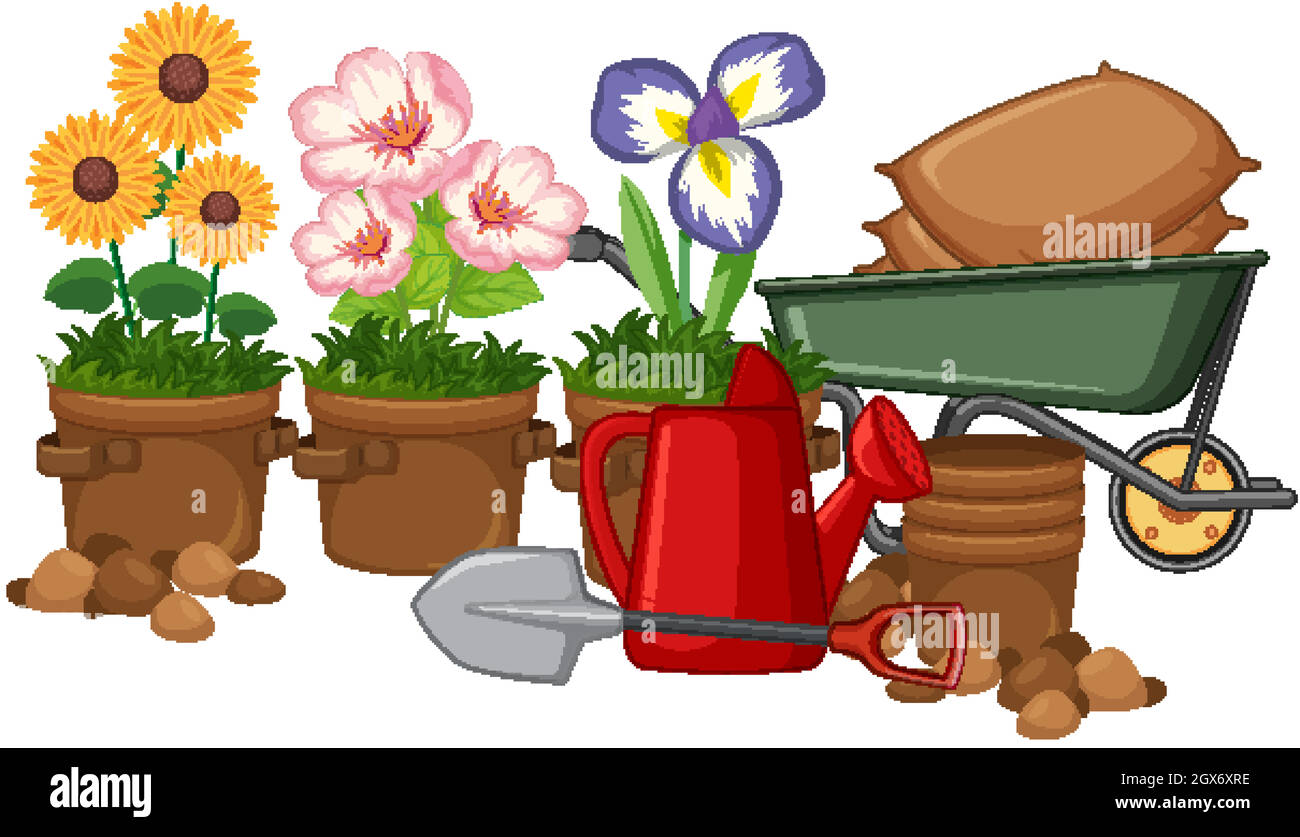 Plants gardening tools background Stock Vector Images - Alamy