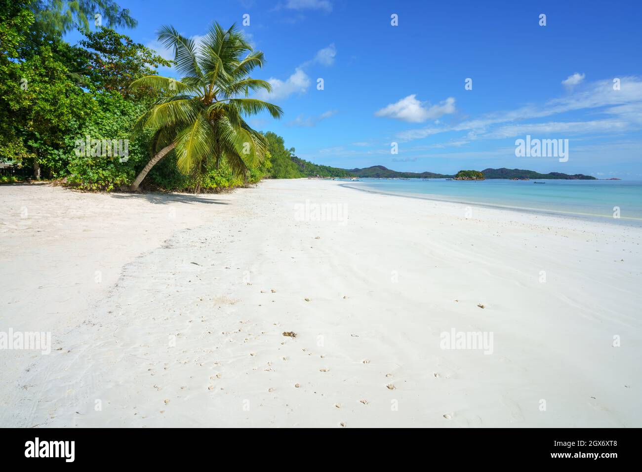 tropical beach at anse volbert on praslin on the seychelles Stock Photo ...