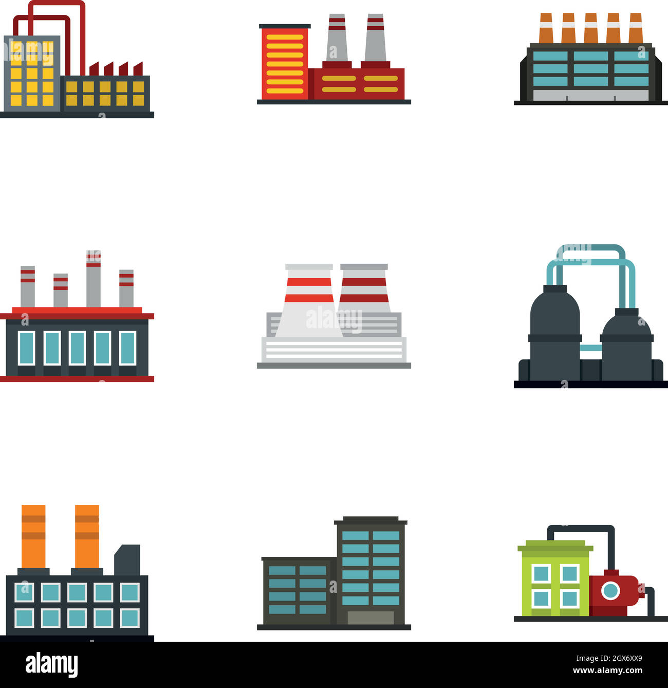 Industrial building icons set, flat style Stock Vector Image & Art - Alamy