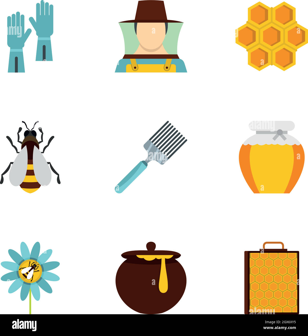 Apiary icons set, flat style Stock Vector Image & Art - Alamy