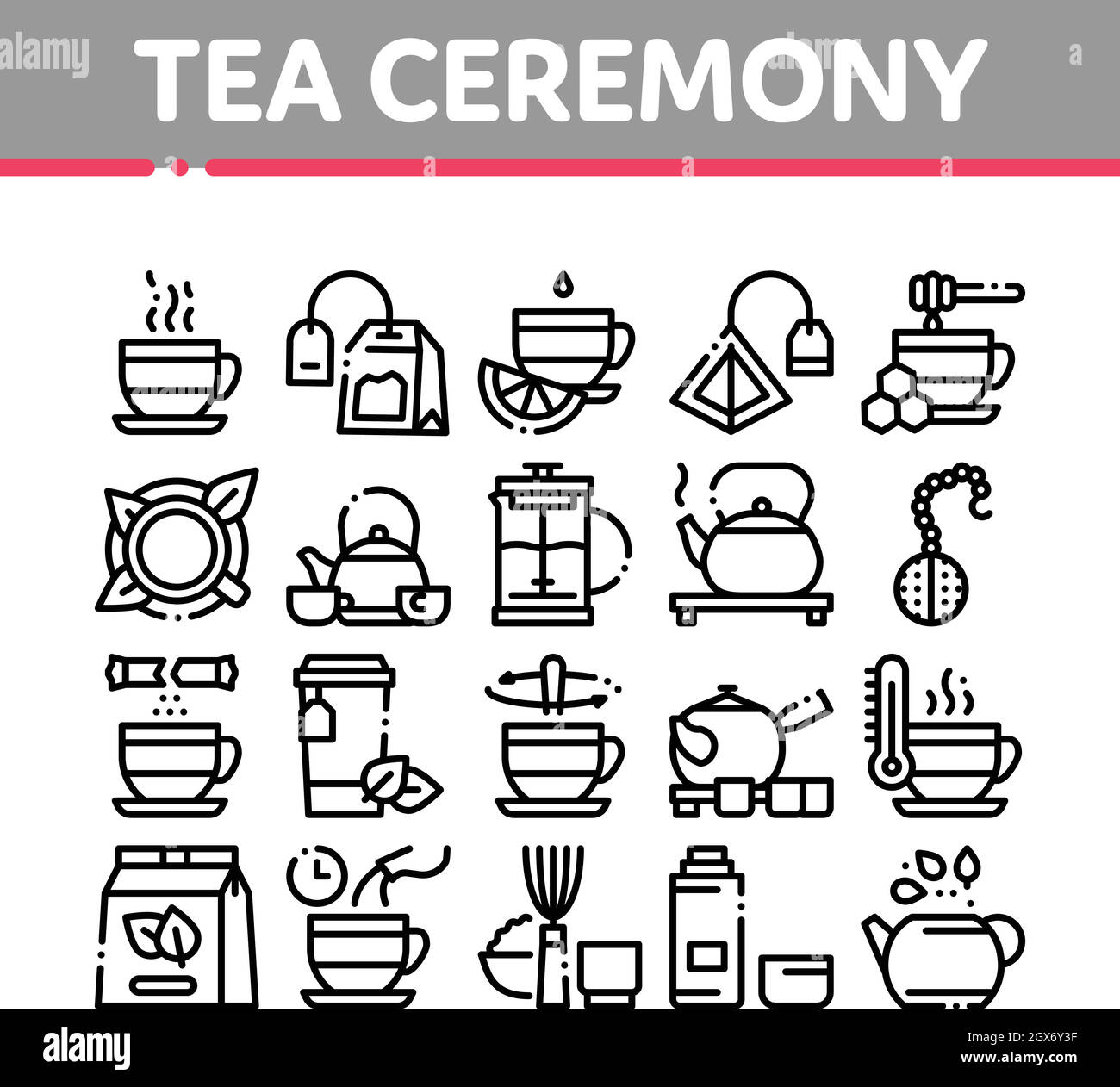 Tea Ceremony Tradition Collection Icons Set Vector Stock Vector Image ...