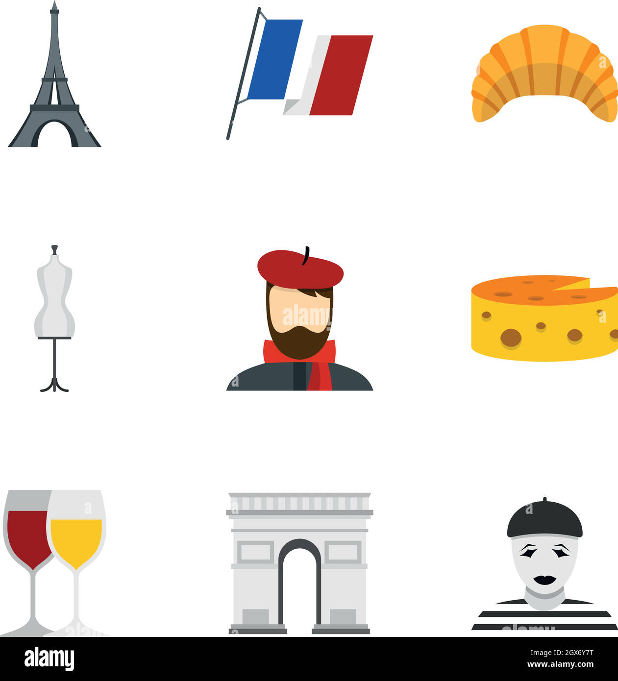 Welcome to France icons set, flat style Stock Vector Image & Art - Alamy