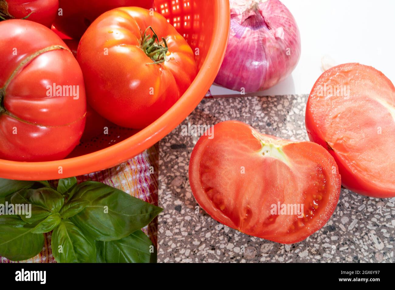 Tasty big ripe french tomatoes from Provence ready to eat in healthy ...