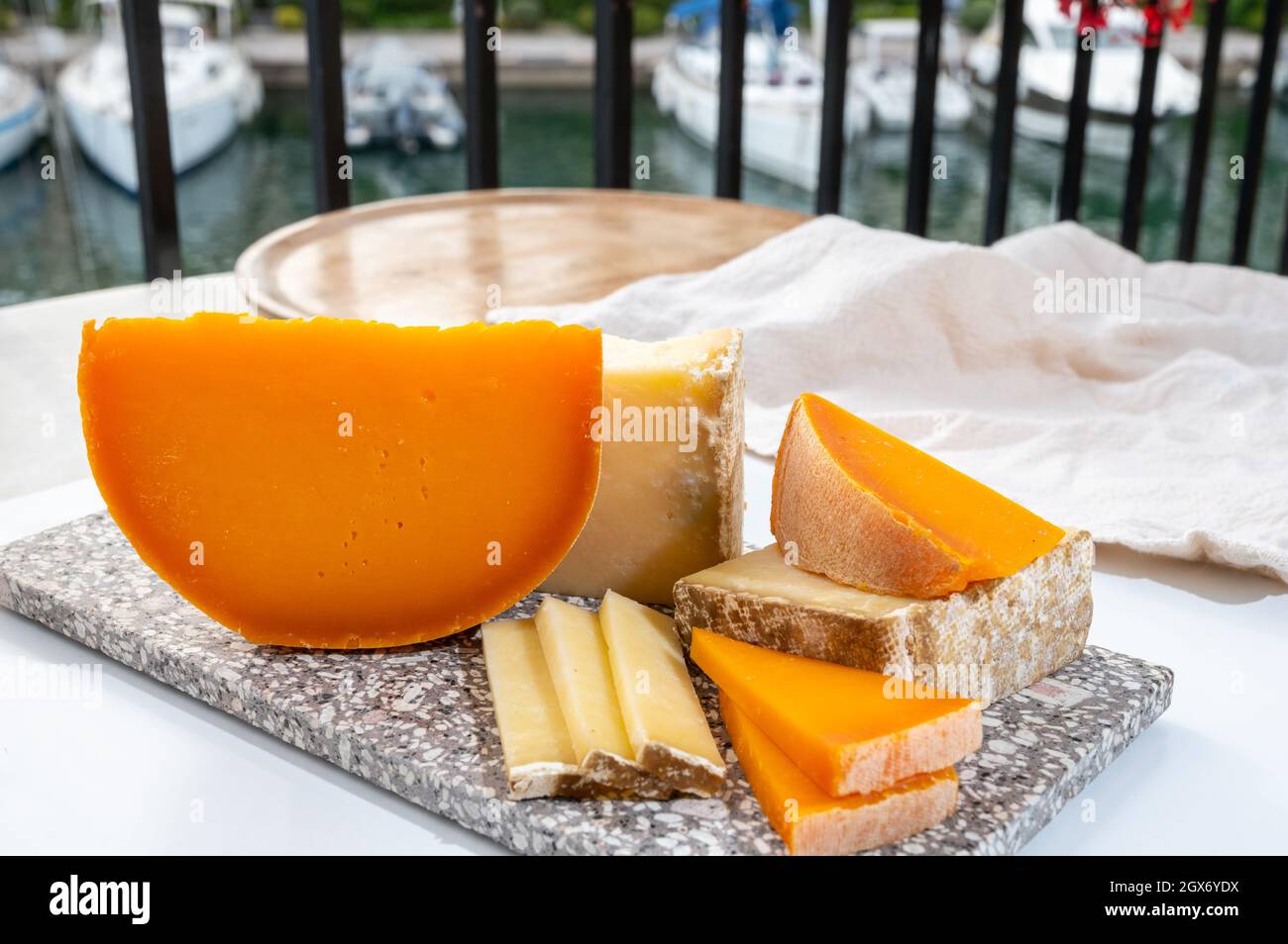 Cheese collection, hard French cheese old cantal fermier and yellow ...