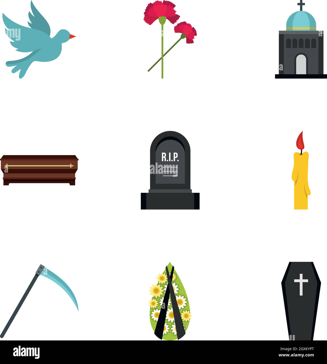 Cemetery icons set, flat style Stock Vector Image & Art - Alamy