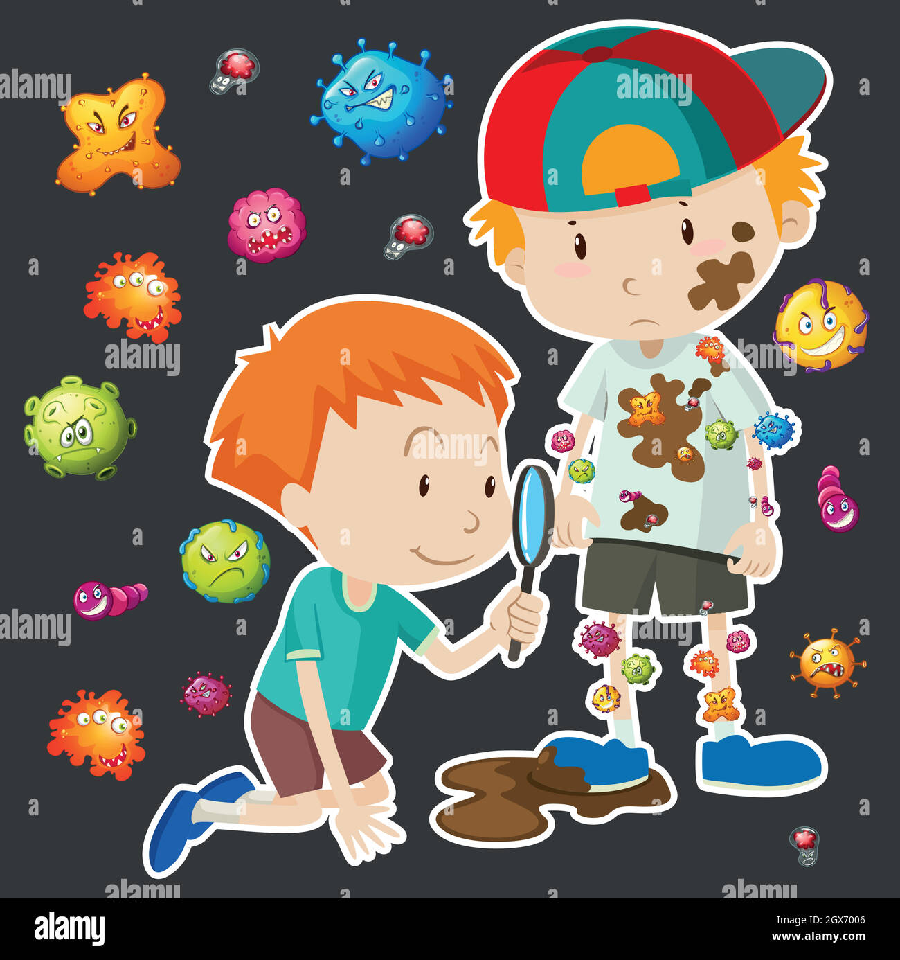 Dirty boy with bacteria Stock Vector Image & Art - Alamy