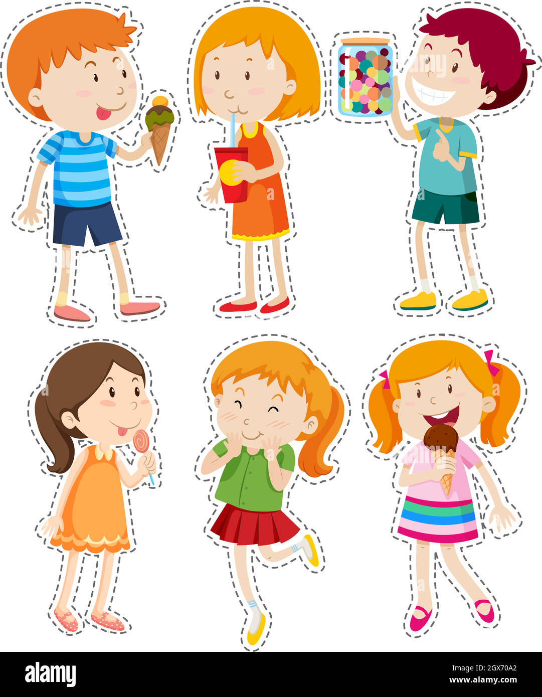 Sticker set of boys and girls Stock Vector Image & Art - Alamy