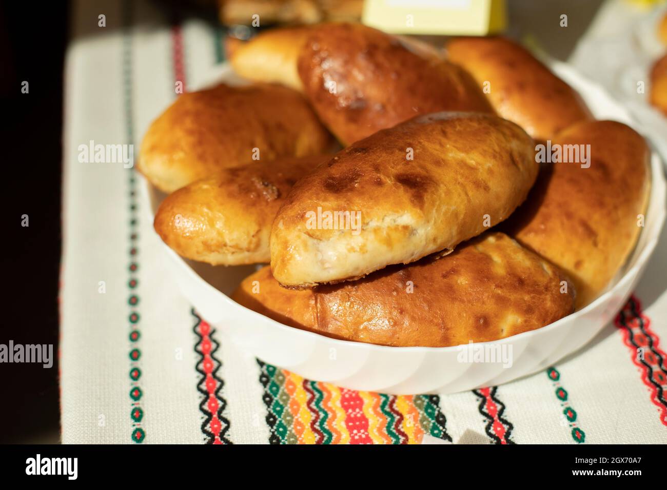 Homemade cakes. Pies with filling. Fried food. Sweets from dough ...