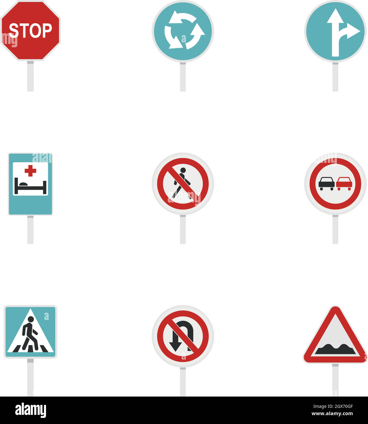 Warning traffic sign icons set, flat style Stock Vector Image & Art - Alamy