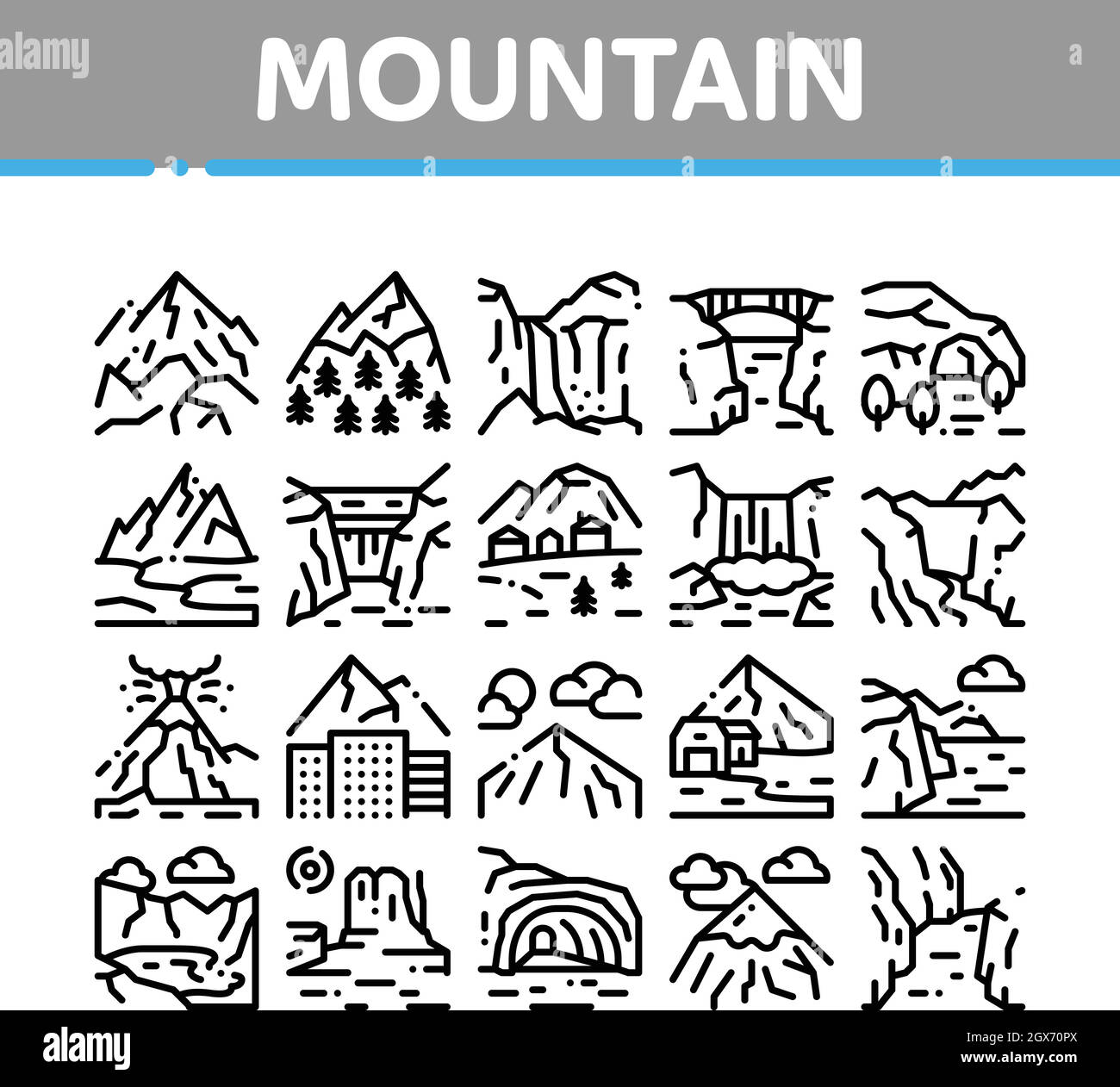 Mountain Landscape Collection Icons Set Vector Stock Vector Image & Art ...