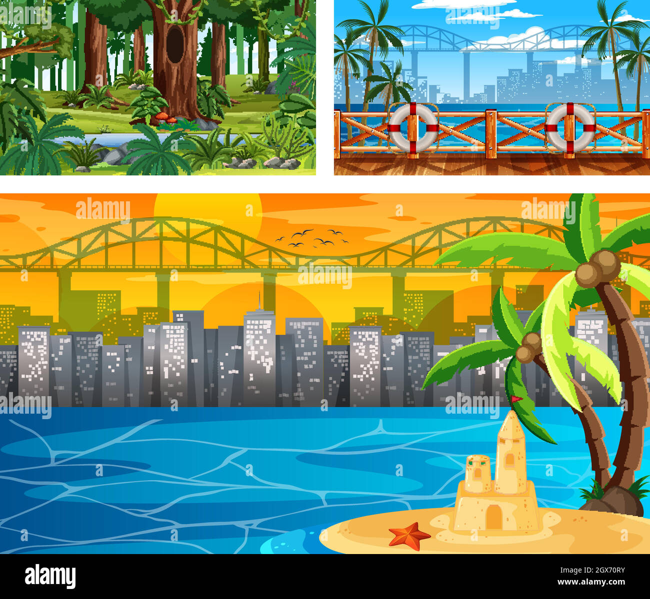 Three different nature horizontal scenes Stock Vector Image & Art - Alamy