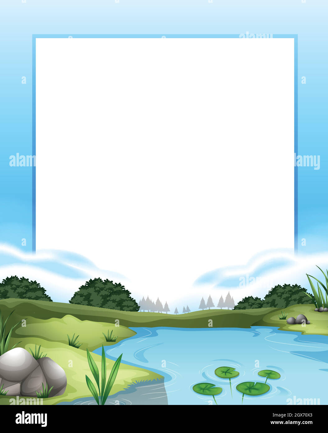 Border with river scene background Stock Vector Image & Art - Alamy