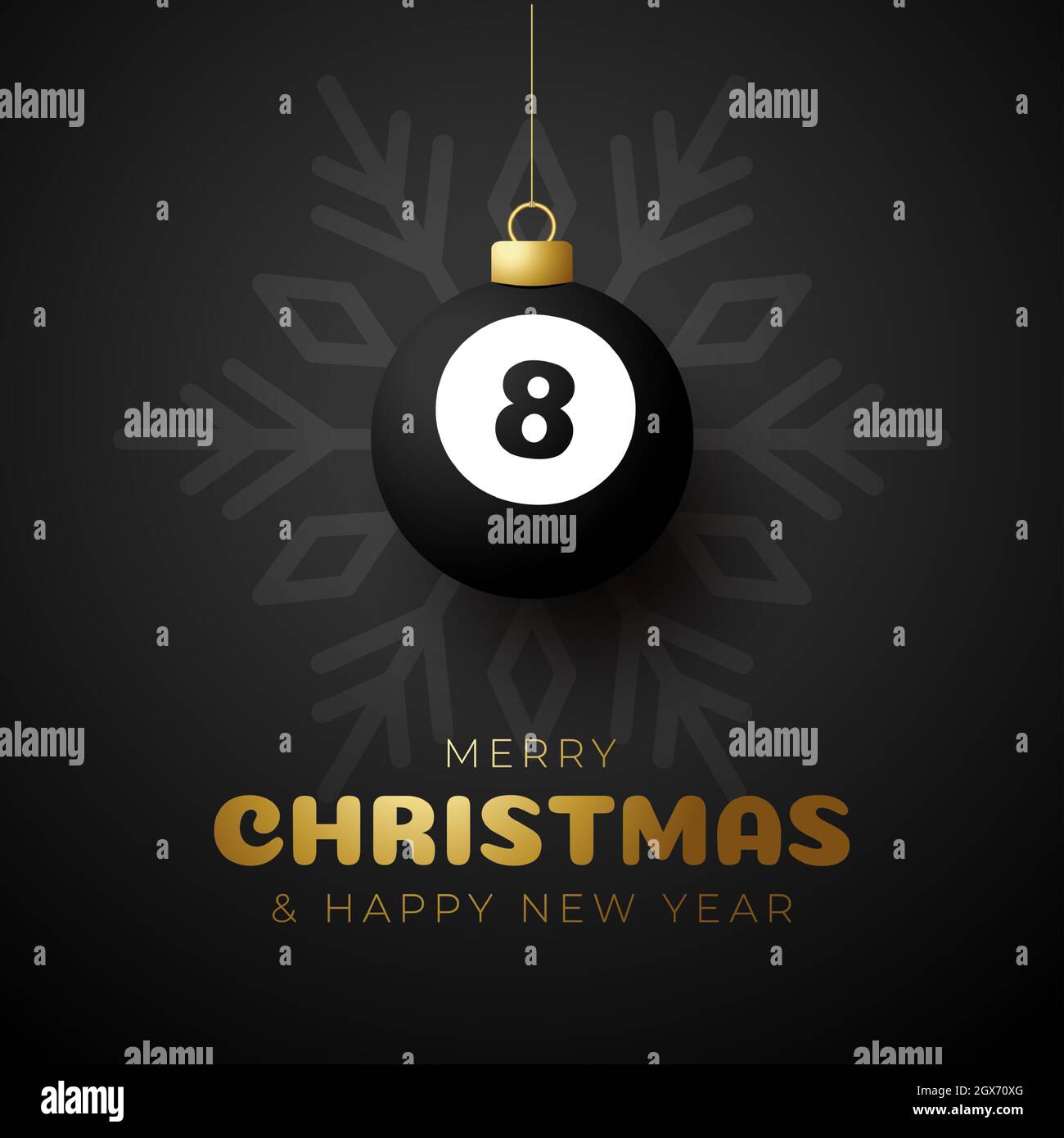billiard Merry Christmas and Happy New Year luxury Sports greeting card ...