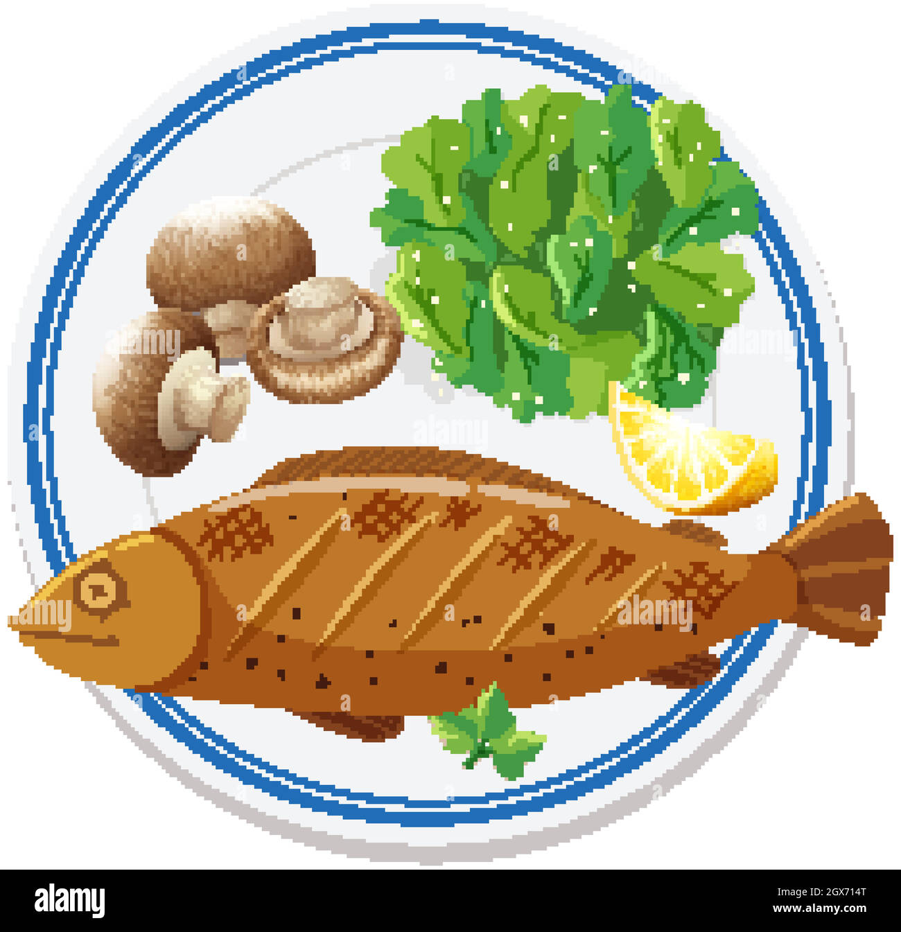 Aerial view of food on plate Stock Vector Image & Art - Alamy