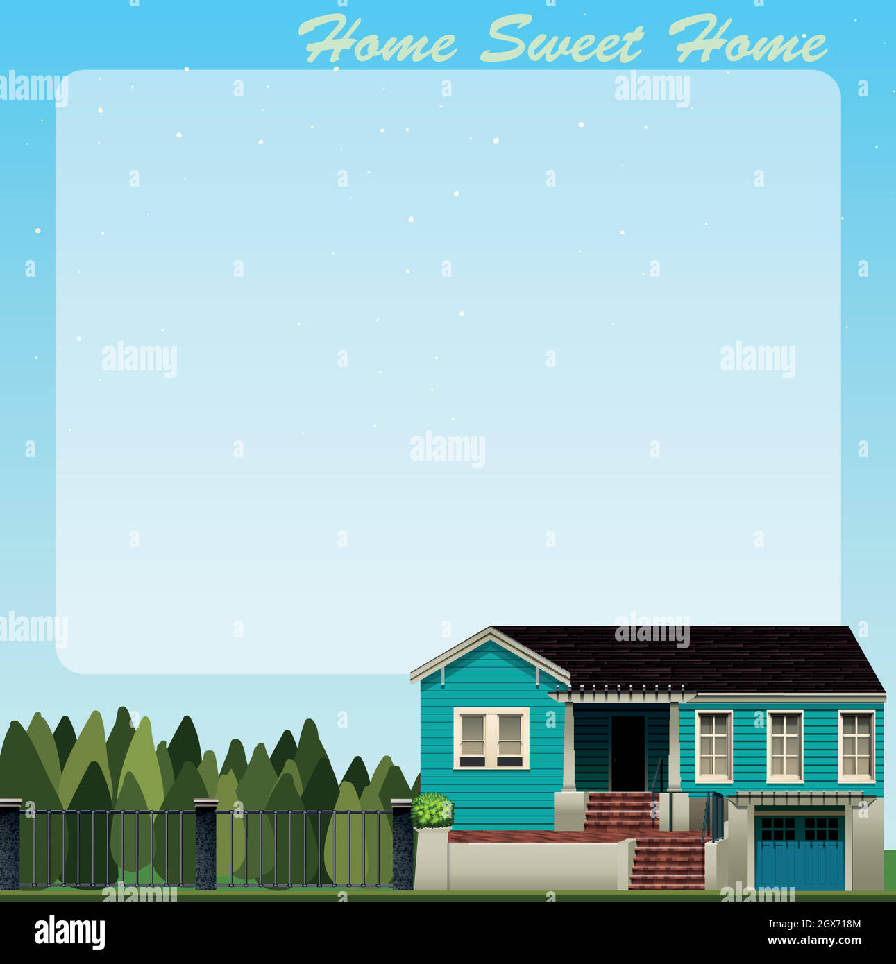 Border design with blue house Stock Vector Image & Art - Alamy