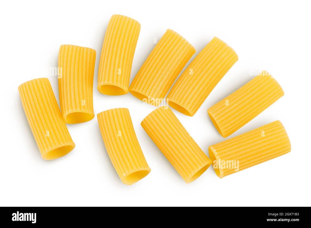 raw italian Rigatoni pasta isolated on white background with clipping ...