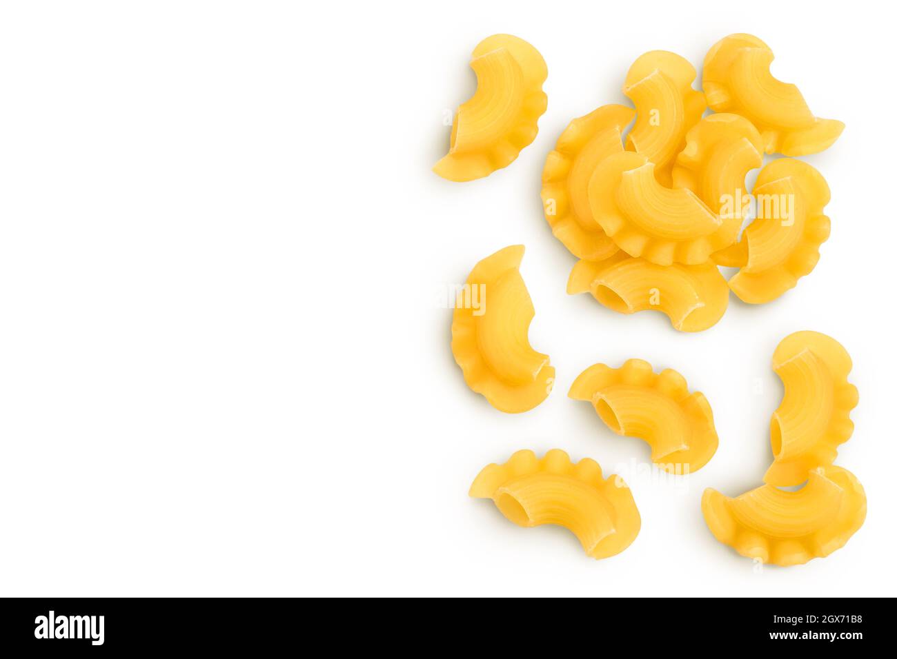 Pasta cornetti creste macaroni isolated on white background with ...