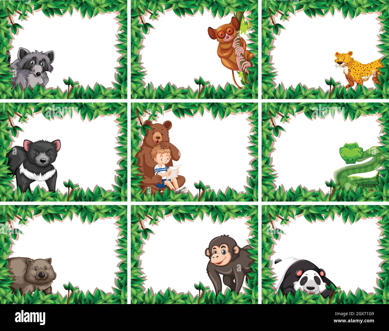 Set of animals in nature frames Stock Vector Image & Art - Alamy