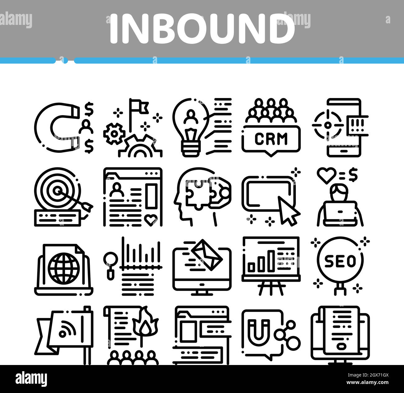 Inbound Marketing Collection Icons Set Vector Stock Vector Image & Art ...