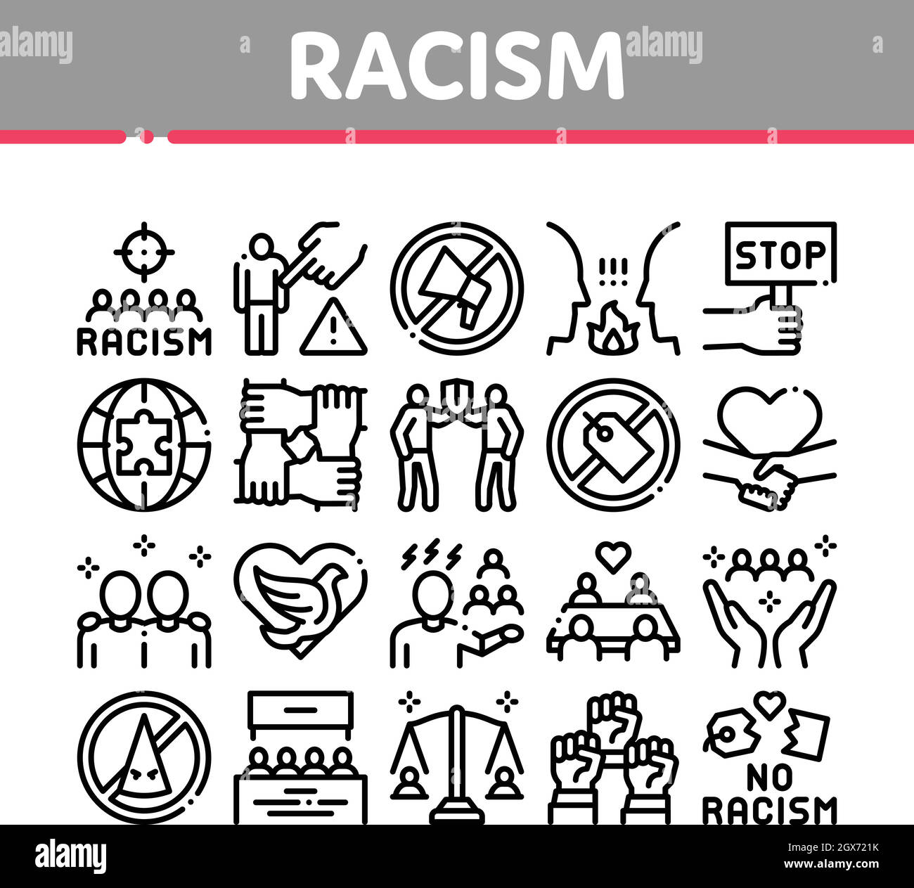 Racism Discrimination Collection Icons Set Vector Stock Vector Image & Art - Alamy
