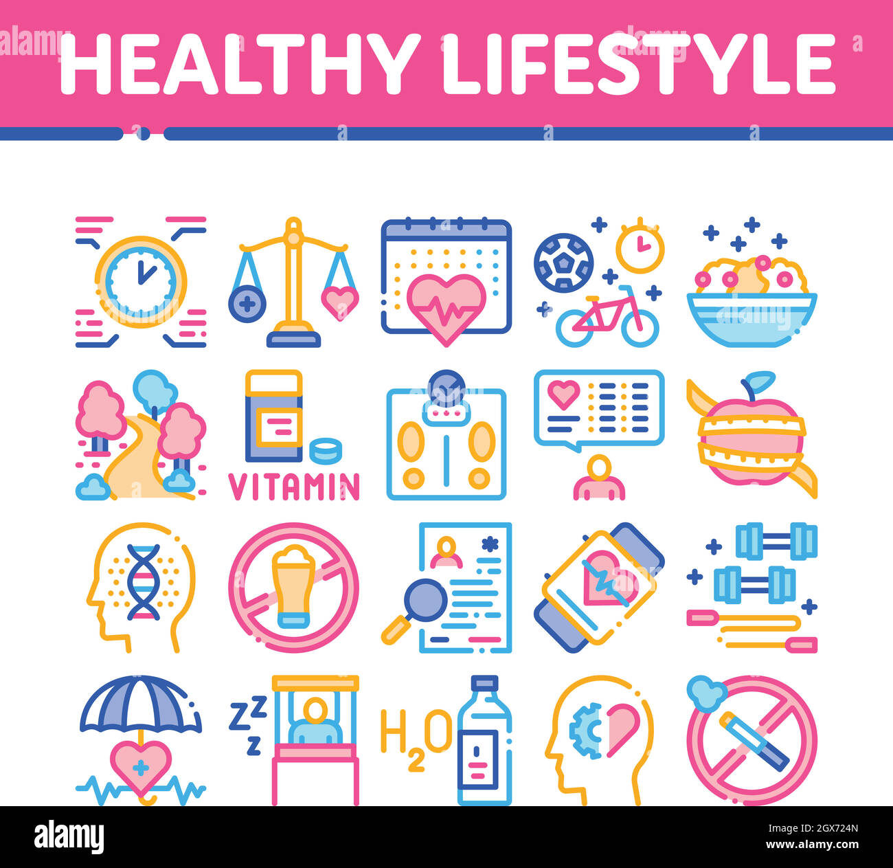 Healthy Lifestyle Collection Icons Set Vector Stock Vector Image & Art ...