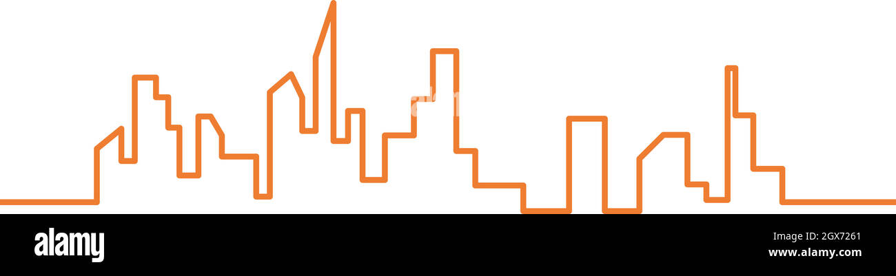 real estate modern city building line vector illustration Stock Vector ...