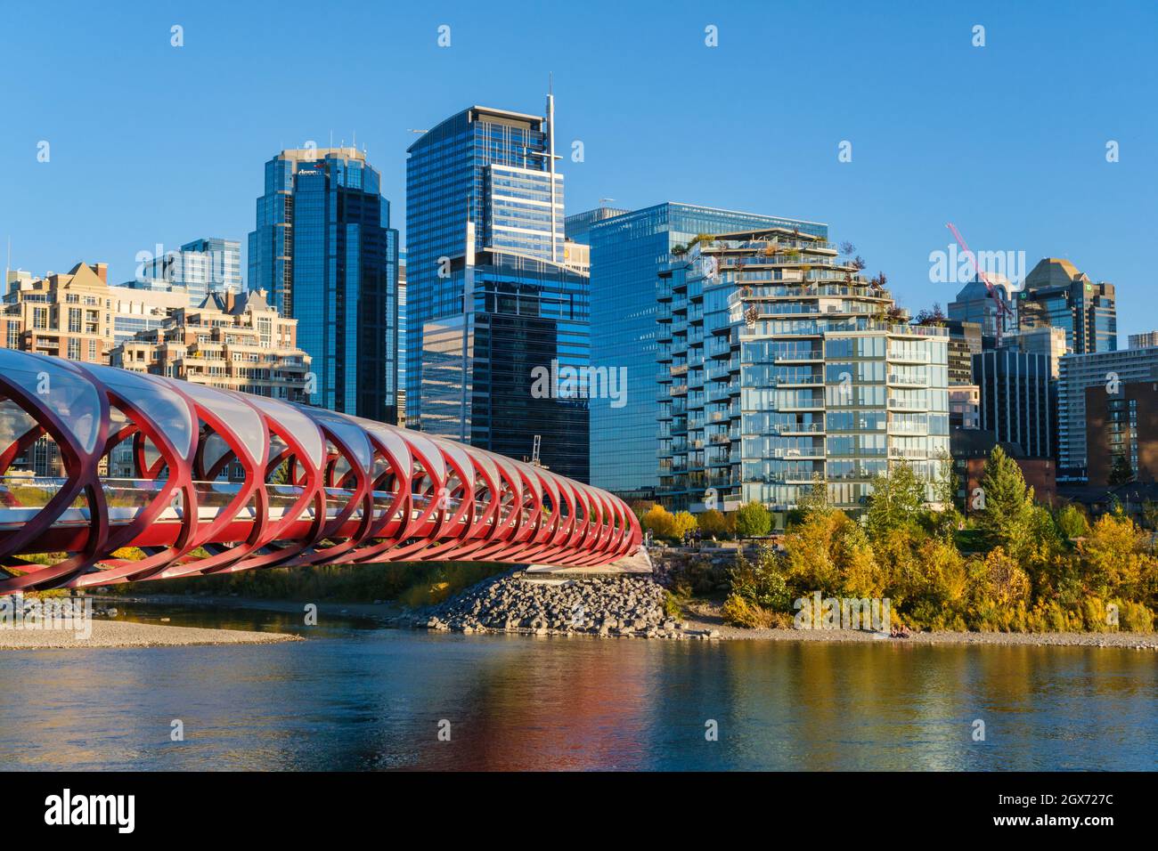 Calgary, Alberta, Canada - 27 September 2021: Peace Bridge and Calgary ...