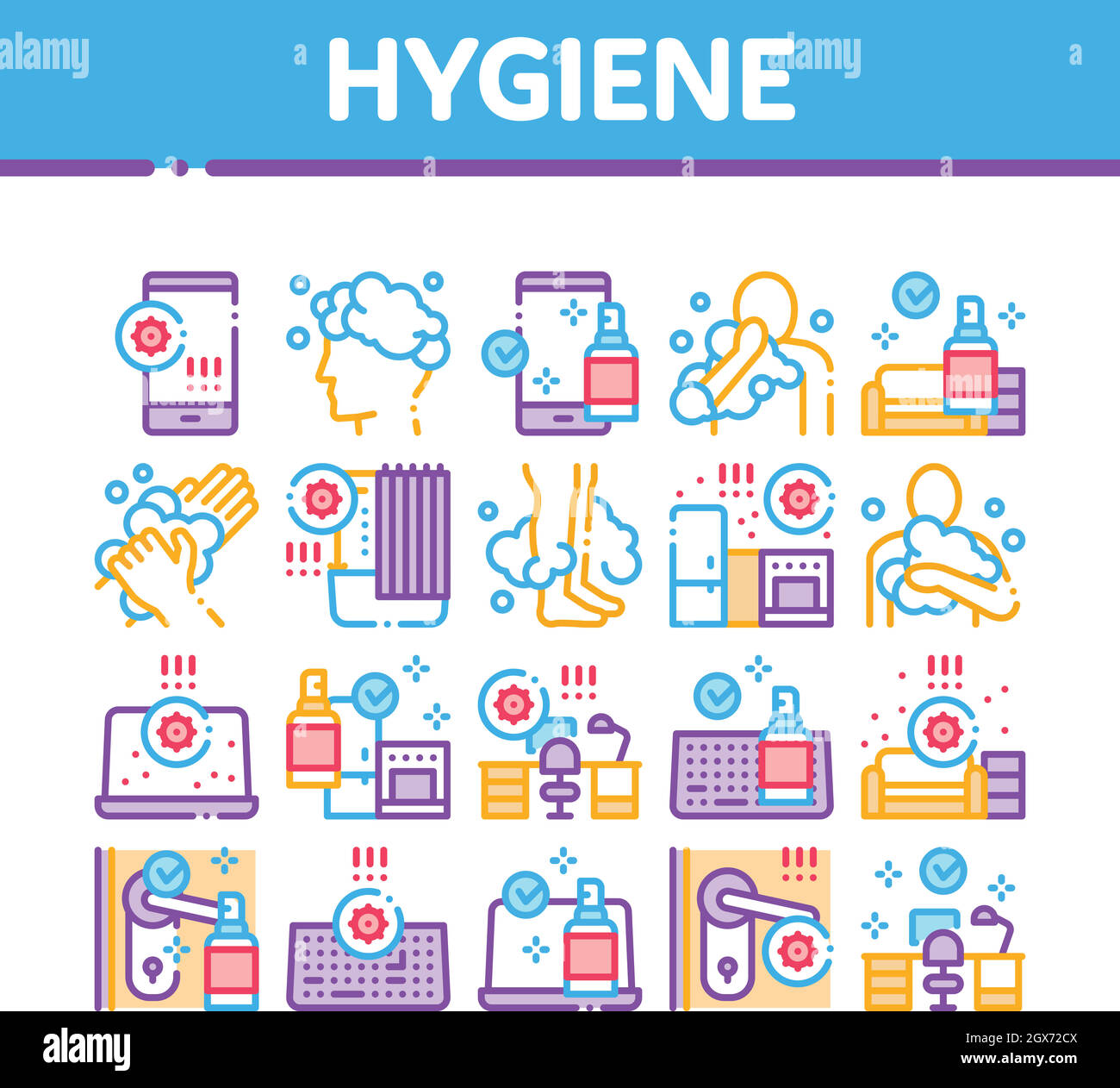 Hygiene And Healthcare Collection Icons Set Vector Stock Vector Image ...