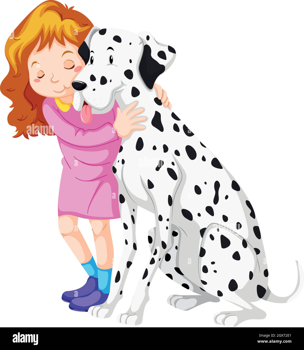 Cute girl hugging pet dog Stock Vector Image & Art - Alamy