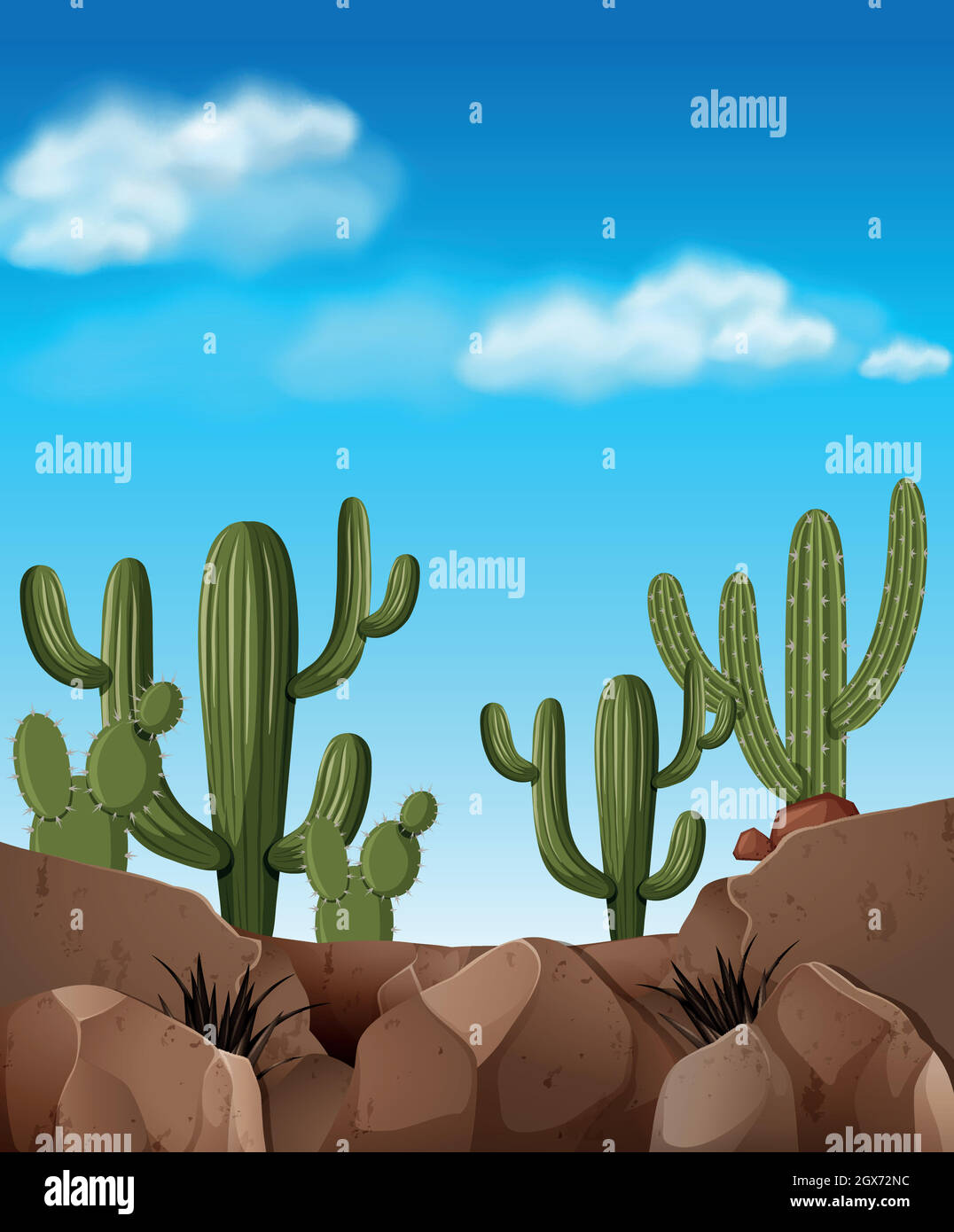 Desert scene with cactus plants Stock Vector Image & Art - Alamy