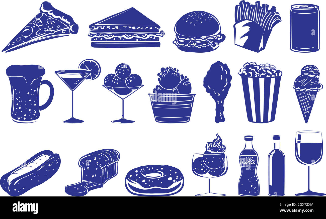 Doodle design of the different foods and drinks Stock Vector Image ...