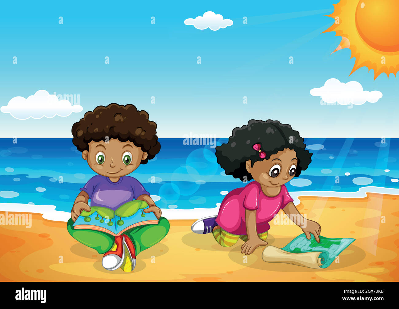 Kids On Beach Clipart