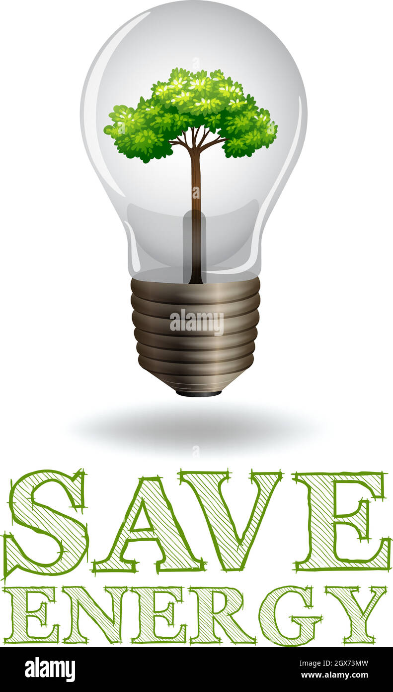 Save energy adverts with lightbulb and tree Stock Vector Image & Art ...
