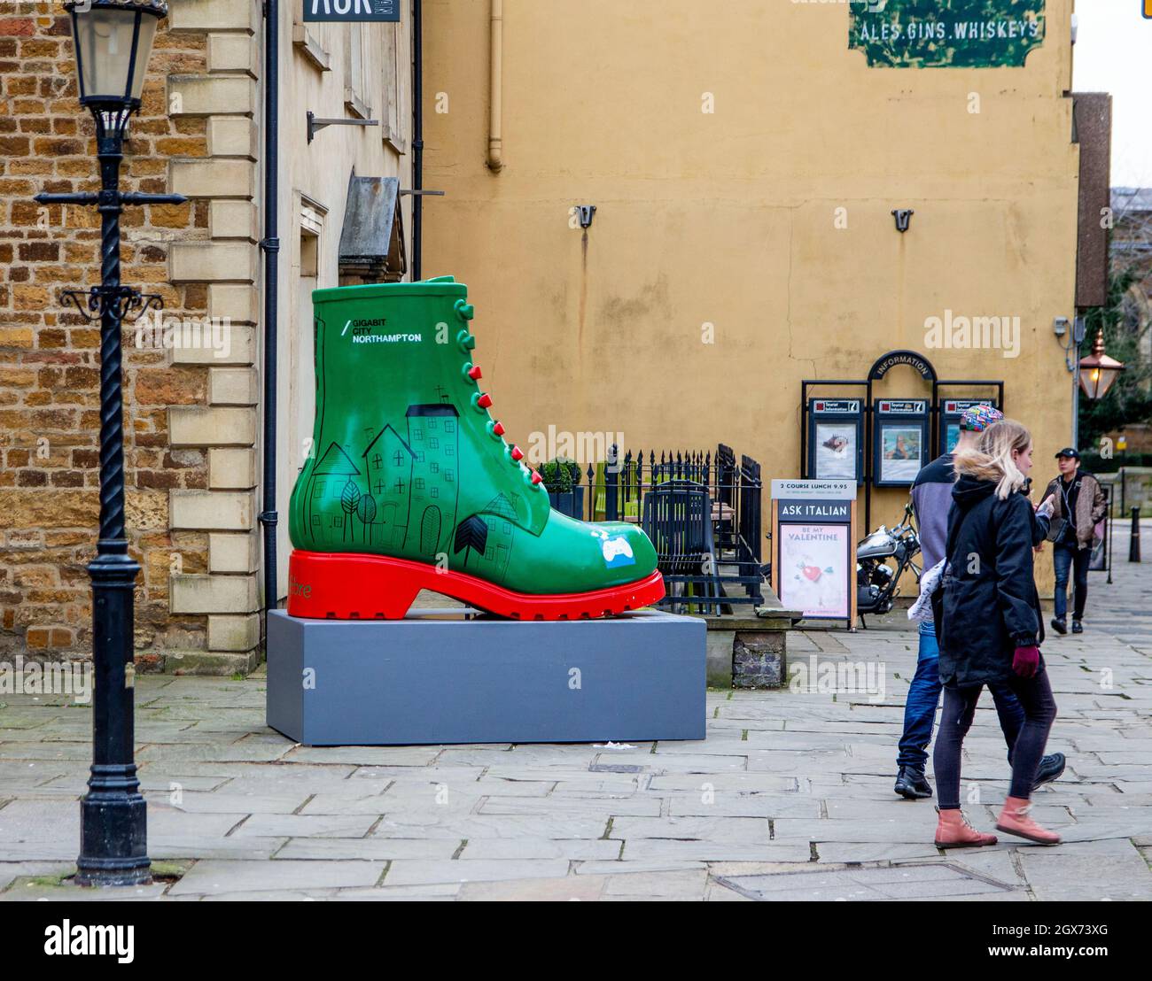 Sculpture represent shoes from northamptons heritage hi-res stock ...