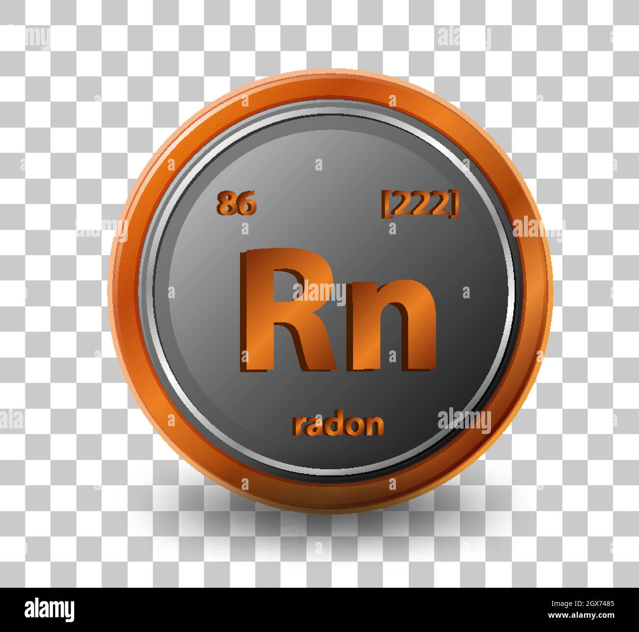 Radon chemical element. Chemical symbol with atomic number and atomic ...
