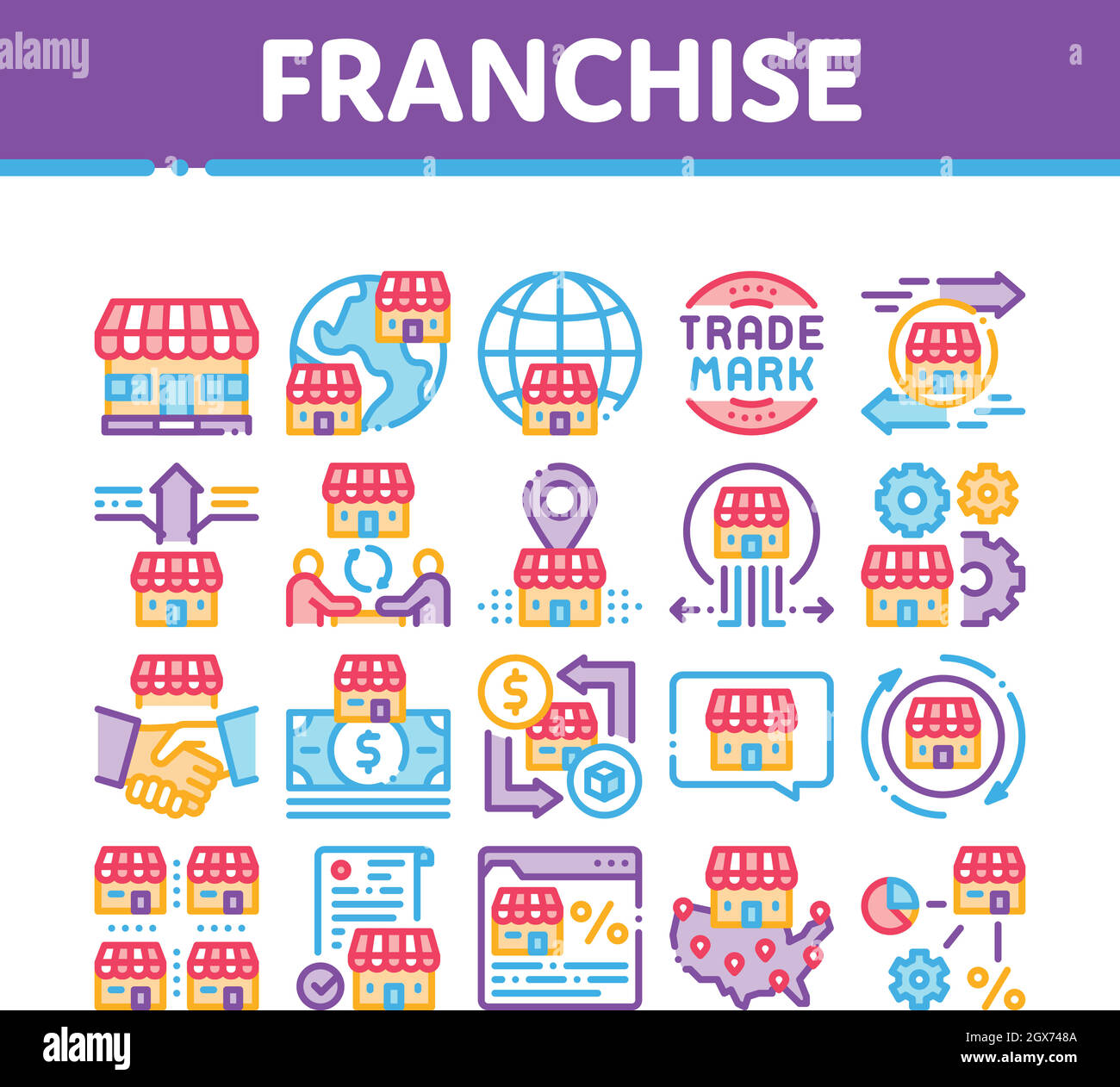 Franchise Business Collection Icons Set Vector Stock Vector Image & Art ...
