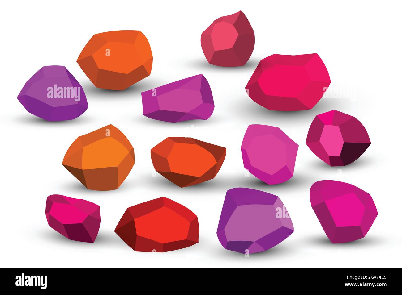 Cartoon stones. Rock stone isometric set. Colorful boulders, natural ...