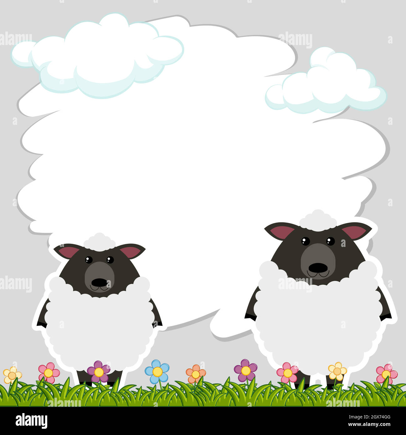 Border template with two sheeps Stock Vector Image & Art - Alamy