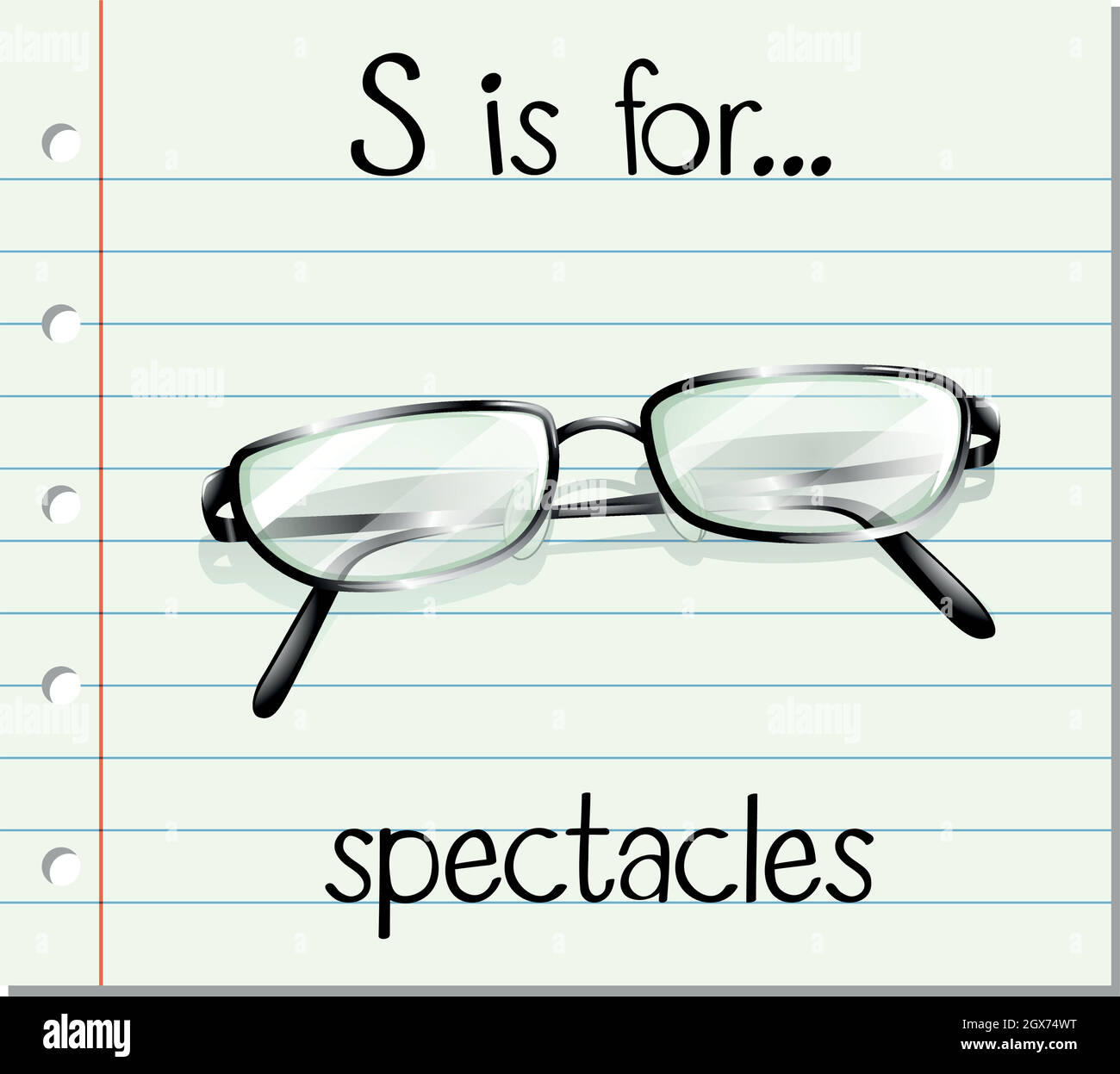 Flashcard letter S is for spectacles Stock Vector Image & Art - Alamy