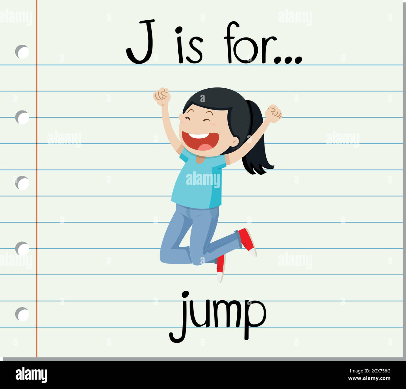 Flashcard letter J is for jump Stock Vector Image & Art - Alamy