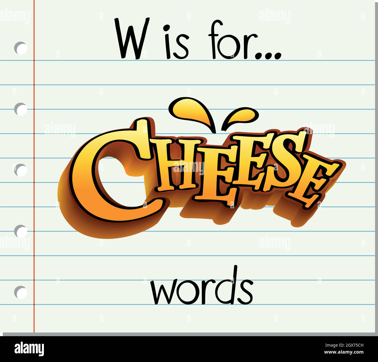 Flashcard letter W is for words Stock Vector Image & Art - Alamy