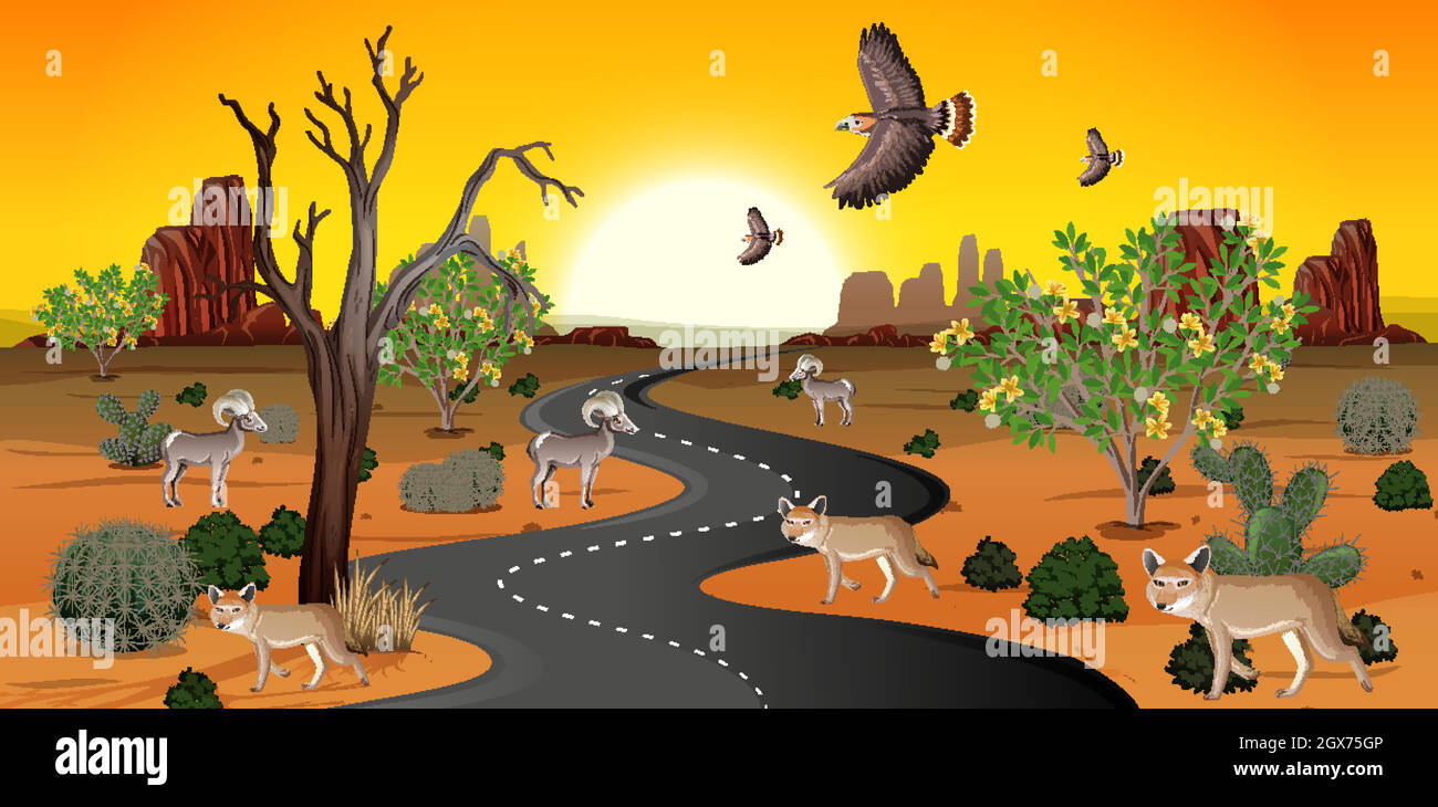 Wild desert landscape at daytime scene Stock Vector Image & Art - Alamy