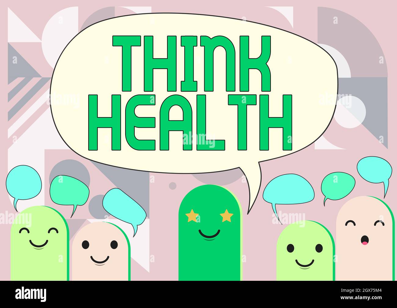 Text caption presenting Think Health. Word Written on state of complete ...