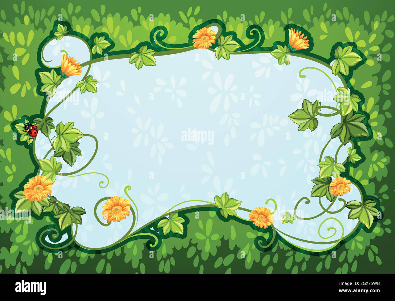 Border design with flowers and bug Stock Vector Image & Art - Alamy