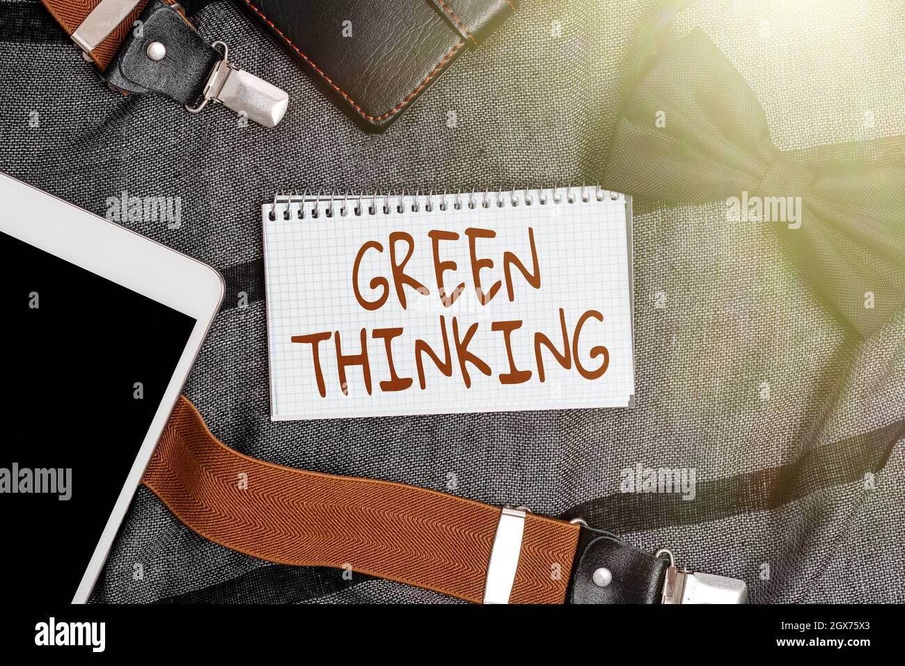 Sign displaying Green Thinking. Business approach Taking ction to make ...