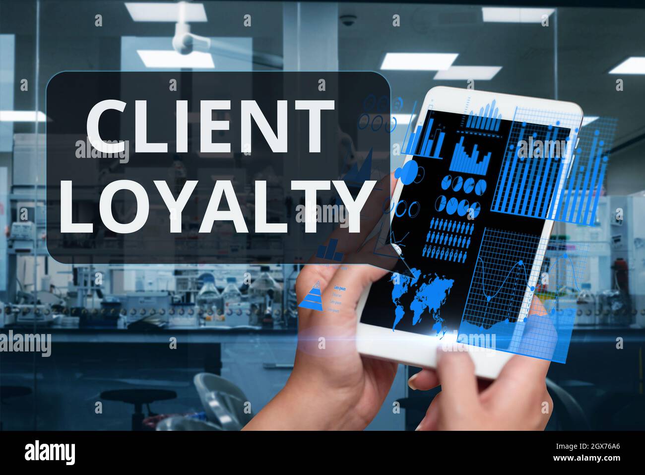 Text sign showing Client Loyalty. Business idea The result of ...