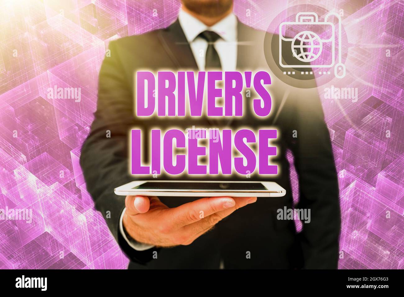 Sign displaying Driver S License. Word Written on a document permitting ...