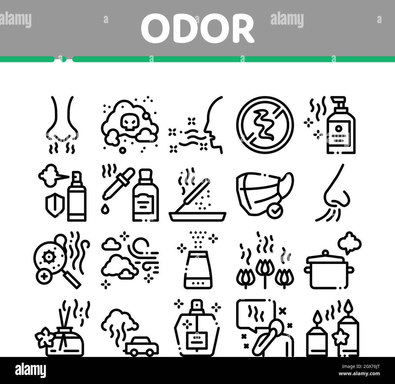 Odor Aroma And Smell Collection Icons Set Vector Stock Vector Image ...