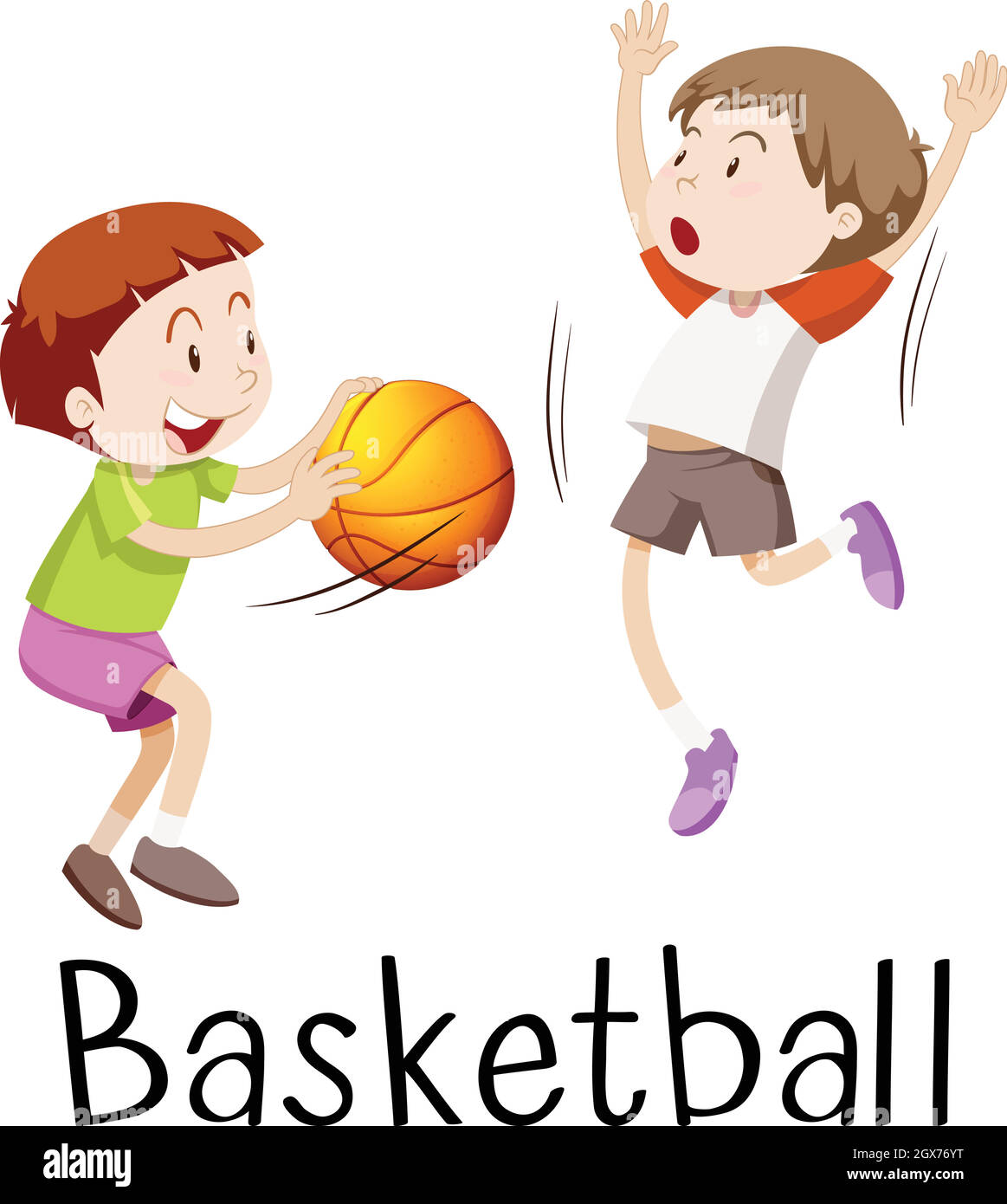 Two children playing basketball Stock Vector Images - Alamy